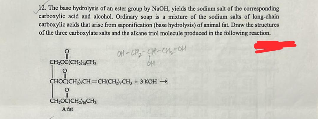 Solved The base hydrolysis of an ester group by NaOH, yields | Chegg.com