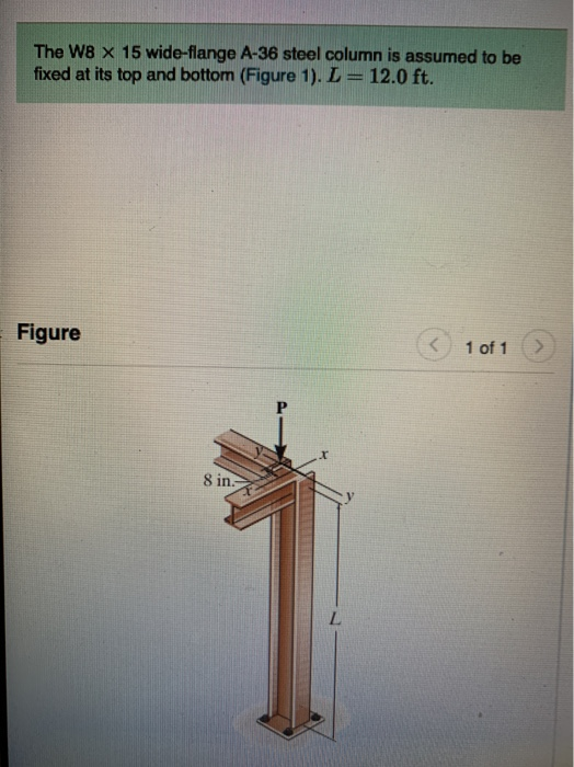 Solved The W8 X 15 wide-flange A-36 steel column is assumed | Chegg.com