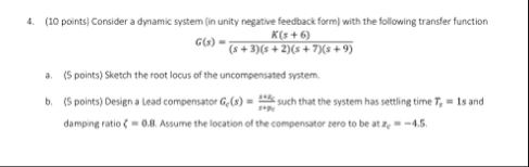 Solved (10 ﻿points) ﻿Consider a dynamic system (in unity | Chegg.com