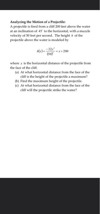 Solved Analyzing the Motion of a Projectile: A projectile is | Chegg.com