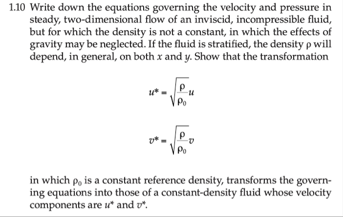 Solved 1.10 ﻿Write down the equations governing the velocity | Chegg.com