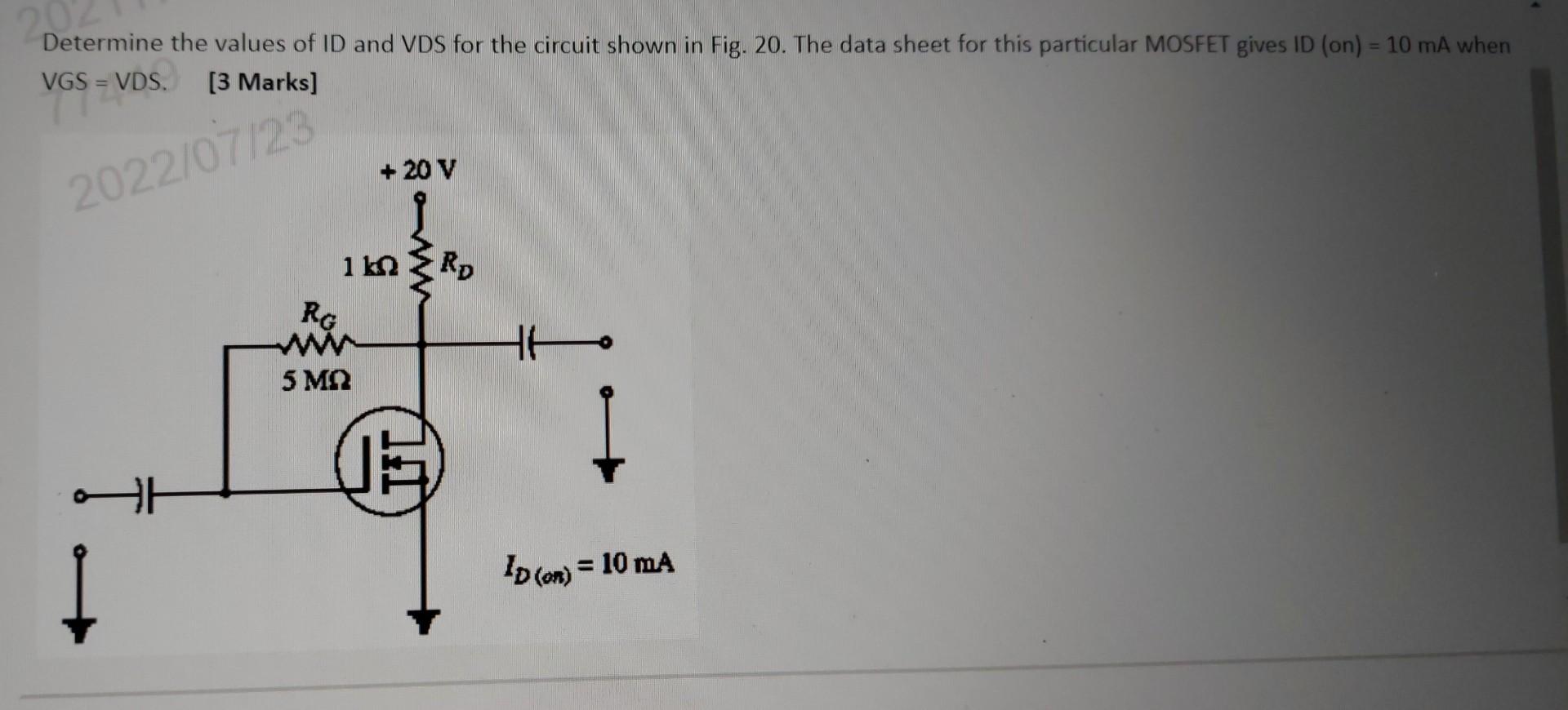 Solved Determine the values of ID and VDS for the circuit | Chegg.com