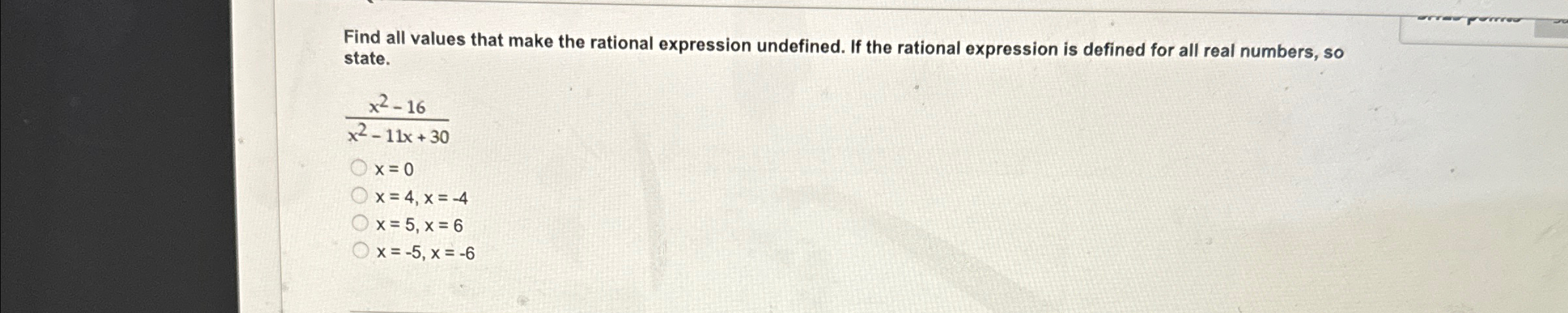 Solved Find all values that make the rational expression | Chegg.com