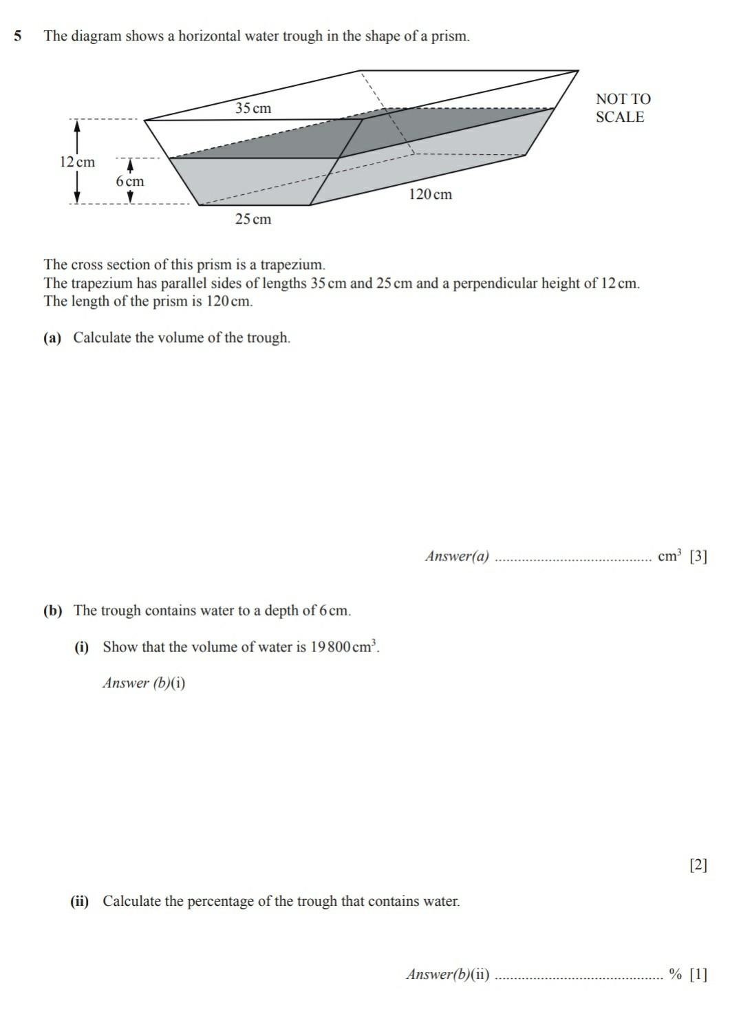 Solved 5 The diagram shows a horizontal water trough in the | Chegg.com