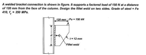 Solved A welded bracket connection is shown in figure. It | Chegg.com