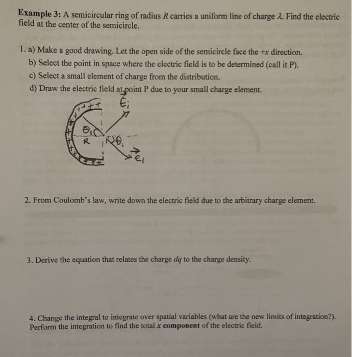 Solved Example 3: A semicircular ring of radius R carries a | Chegg.com