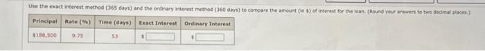 Solved Use the exact interest method (365 days) and the | Chegg.com
