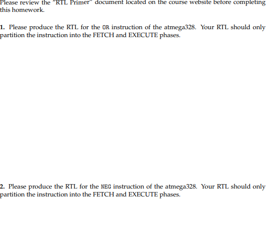 Solved Please review the "RTL Primer" document located on | Chegg.com