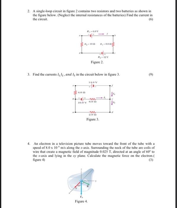 Solved 2. A single-loop circuit in figure 2 contains two | Chegg.com
