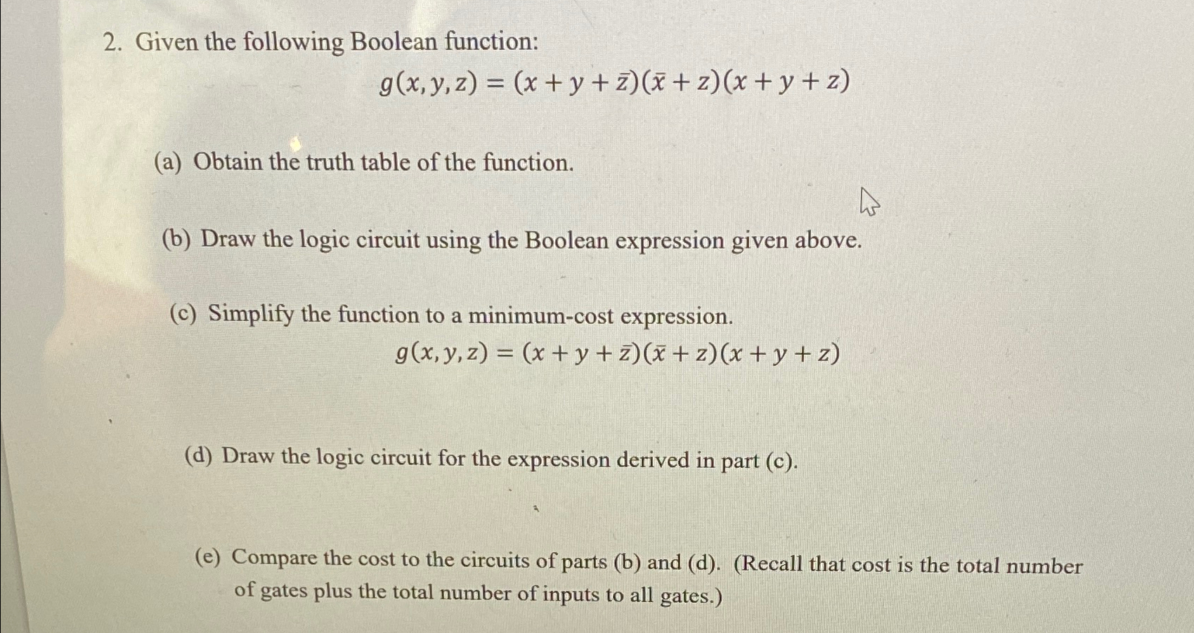 Solved Given the following Boolean | Chegg.com