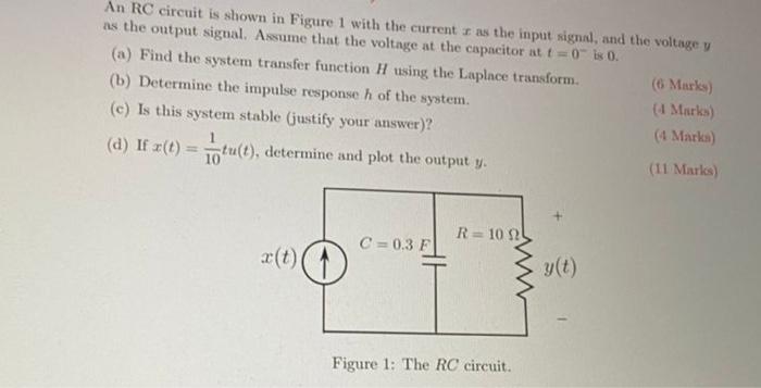 Solved An RC circuit is shown in Figure 1 with the current x | Chegg.com
