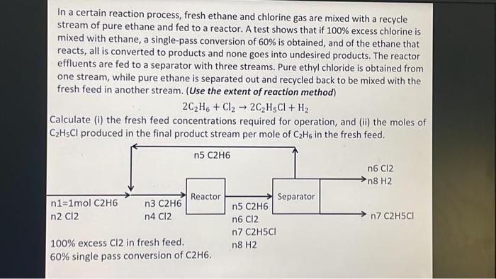 Solved In a certain reaction process, fresh ethane and | Chegg.com
