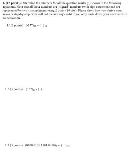 Determine the numbers for all the question marks (?) | Chegg.com