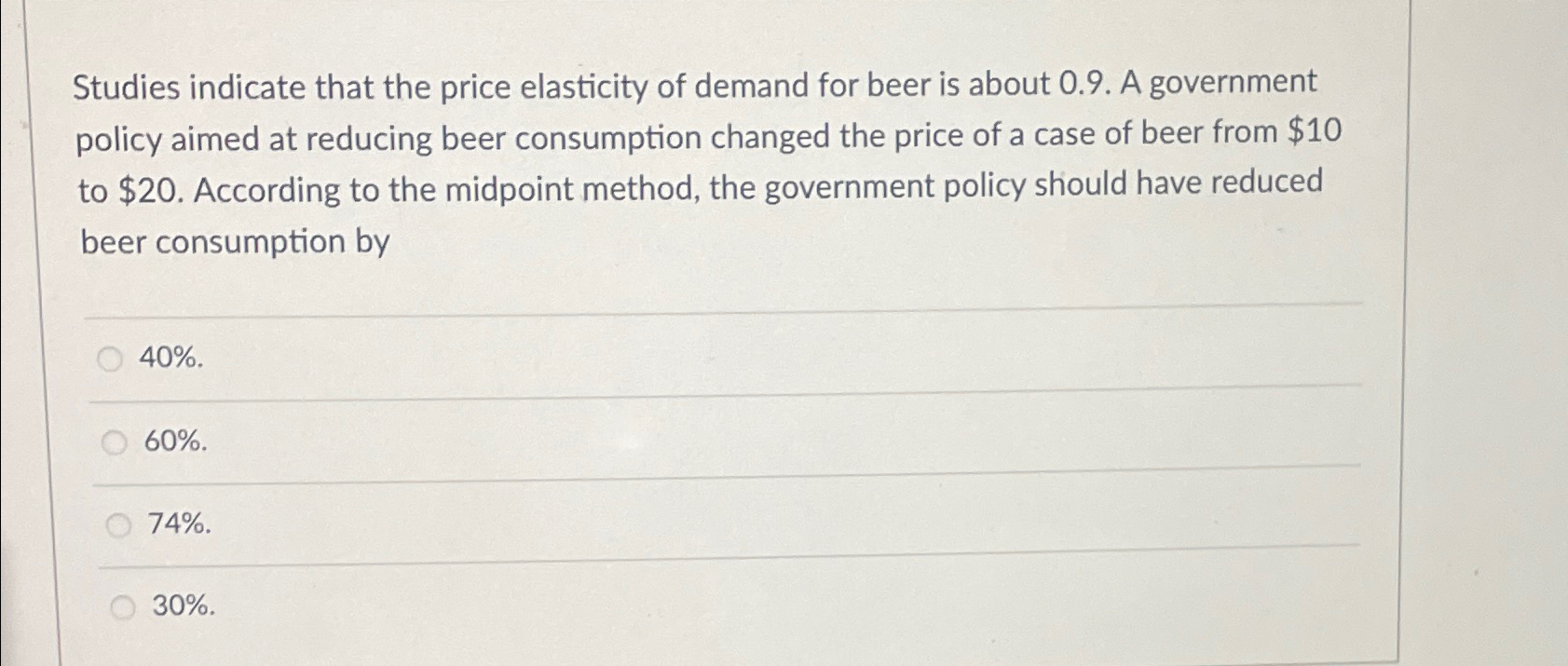 Solved Studies indicate that the price elasticity of demand | Chegg.com