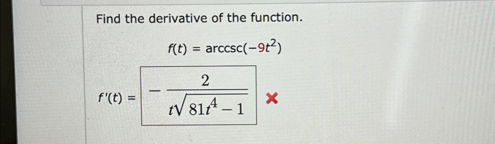 Solved Find the derivative of the | Chegg.com