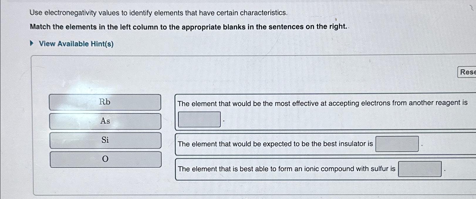 Solved Use electronegativity values to identify elements | Chegg.com