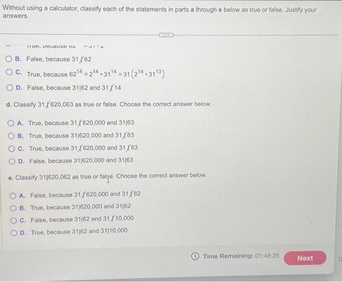 Solved Without using a calculator, classify each of the | Chegg.com