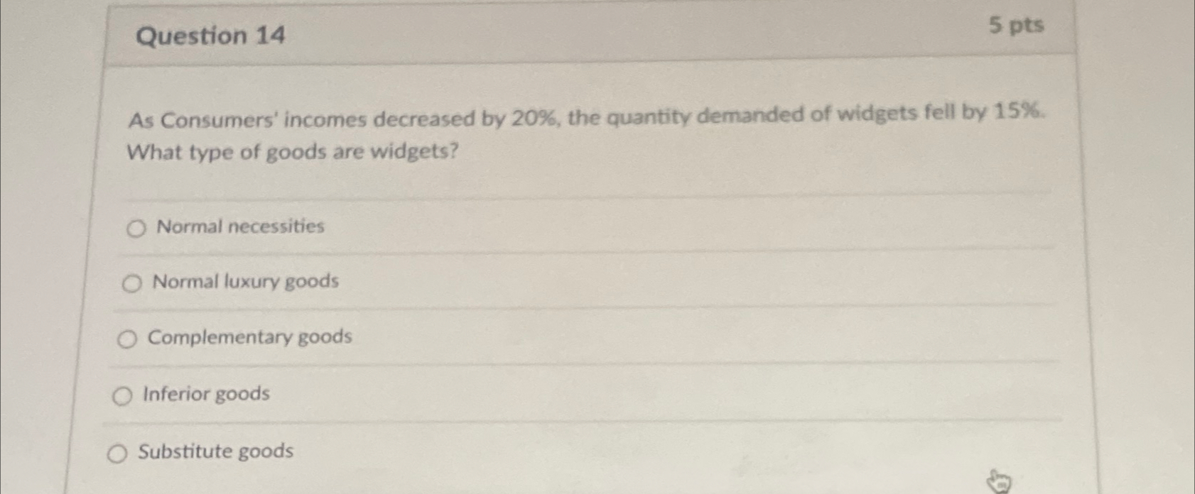 Solved Question 145 ﻿ptsAs Consumers' incomes decreased by | Chegg.com