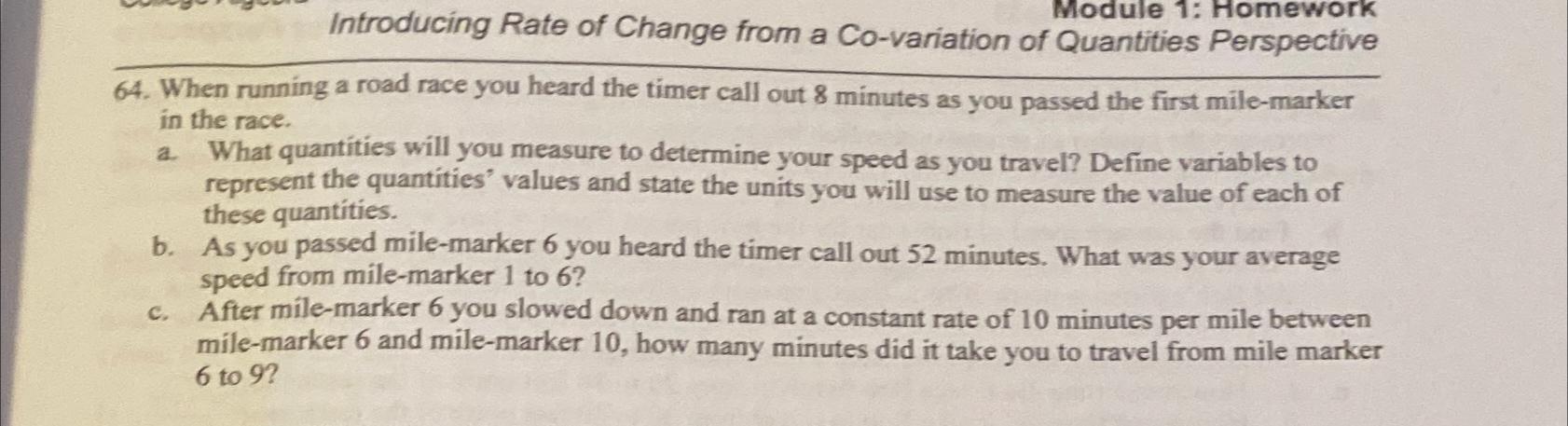 Solved Introducing Rate of Change from a Co-variation of | Chegg.com