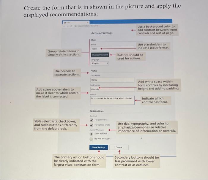 Create the form that is in shown in the picture and | Chegg.com