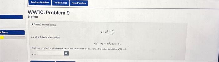 Solved WW10: Problem 9 (1) point) (th th th मे) The | Chegg.com