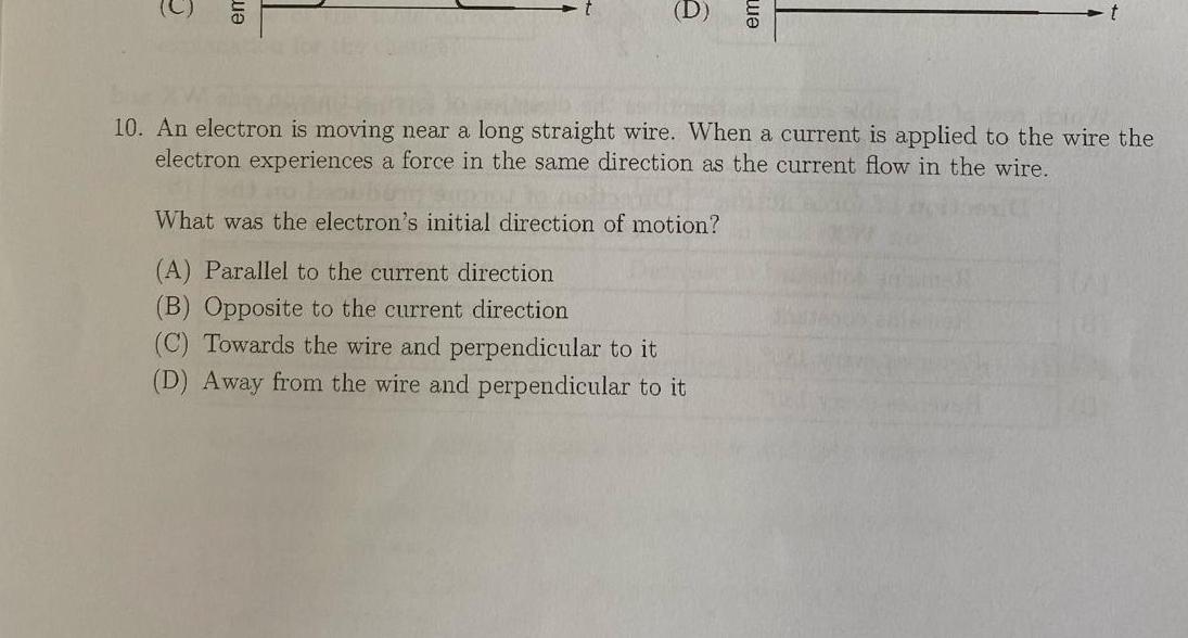 Solved An electron is moving near a long straight wire. When | Chegg.com