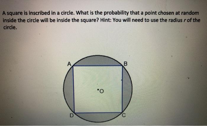 Solved A square is inscribed in a circle. What is the | Chegg.com