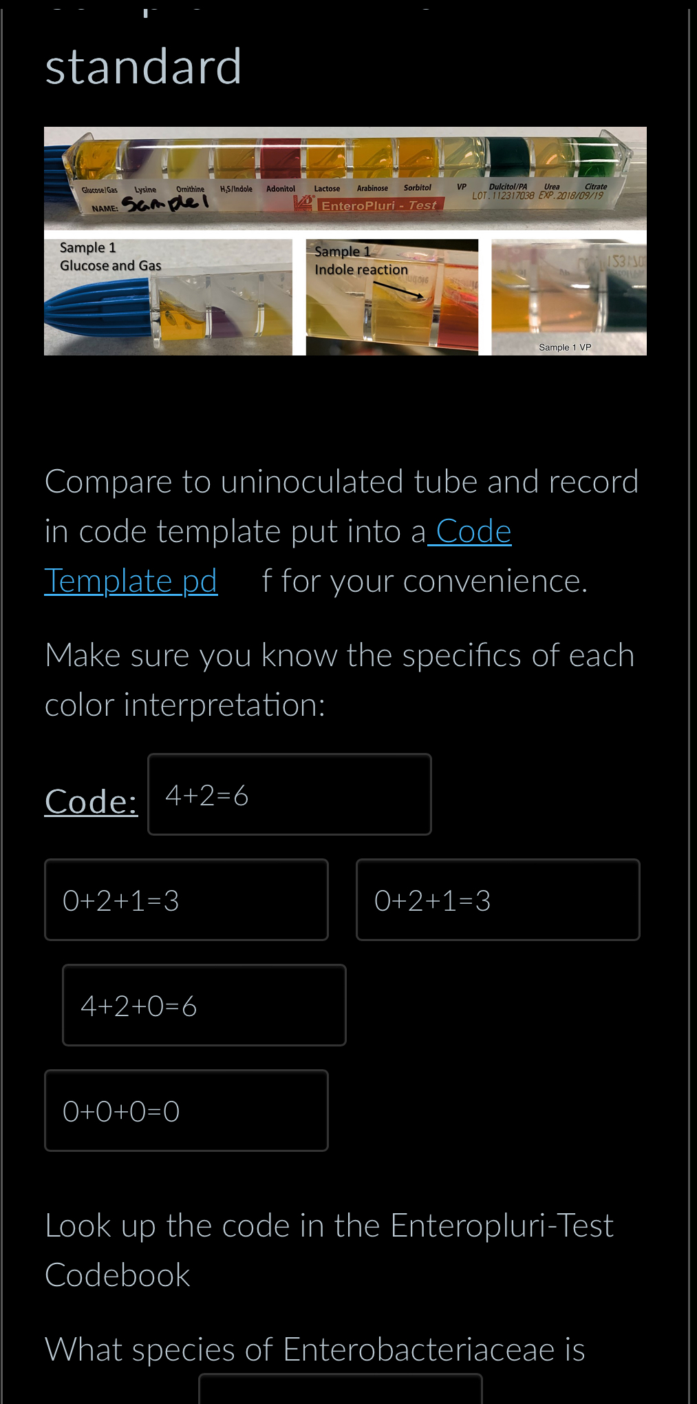 Solved Compare to uninoculated tube and record in code | Chegg.com