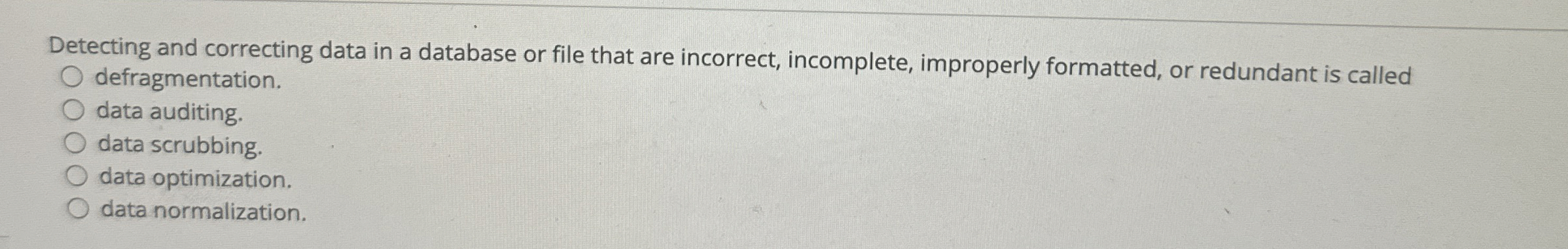Solved Detecting And Correcting Data In A Database Or File