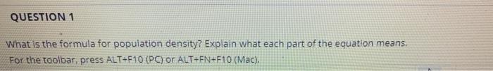 Solved QUESTION 1 What is the formula for population | Chegg.com