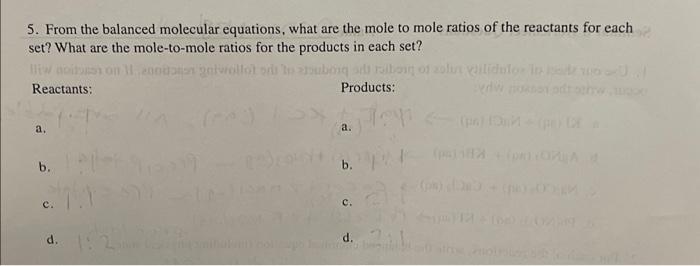 5. From the balanced molecular equations, what are | Chegg.com