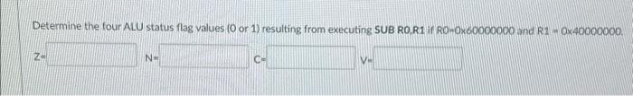 Solved Determine the four ALU status flag values (O or 1) | Chegg.com