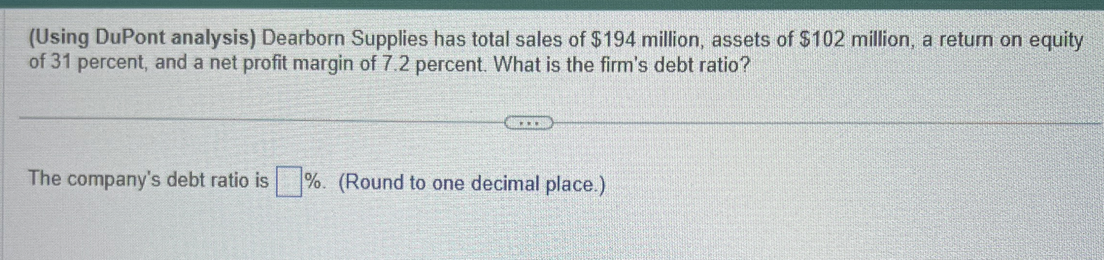 Solved (Using DuPont analysis) ﻿Dearborn Supplies has total | Chegg.com