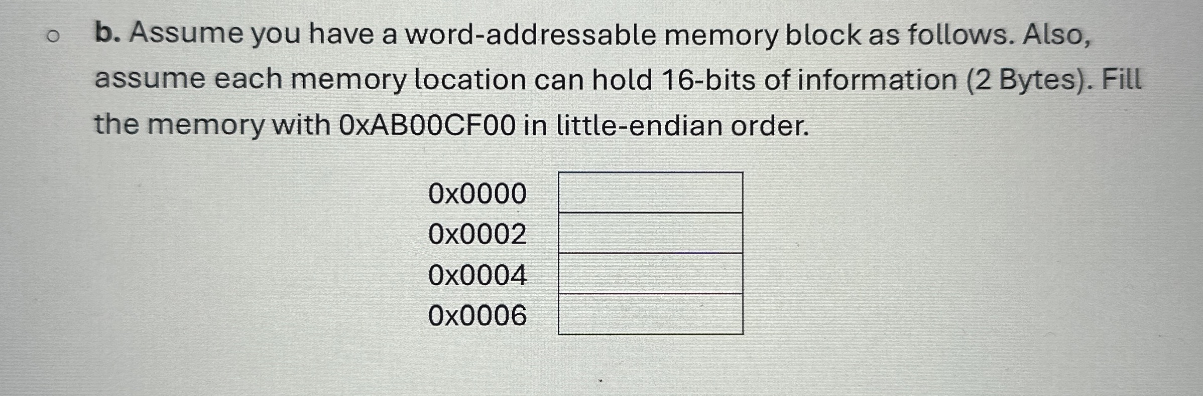 Solved b. ﻿Assume you have a word-addressable memory block | Chegg.com
