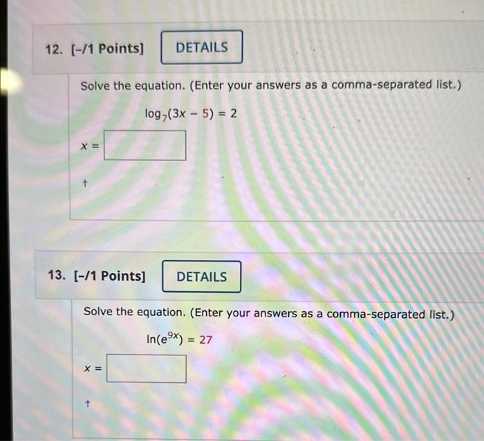 Solved Solve the equation. (Enter your answers as a | Chegg.com