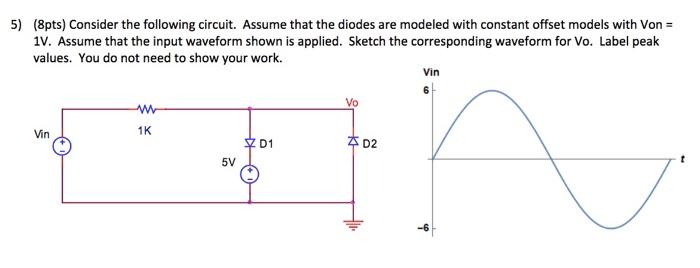 Solved 5) (8pts) Consider the following circuit. Assume that | Chegg.com