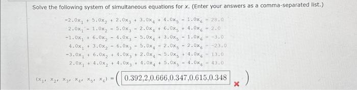 Solved Solve the following system of simultaneous equations | Chegg.com
