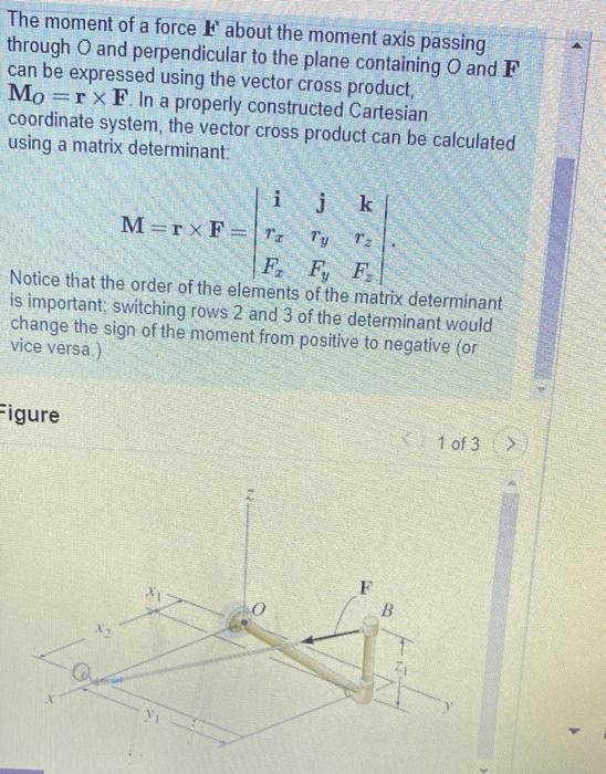 Solved The moment of a force F about the moment axis passing | Chegg.com
