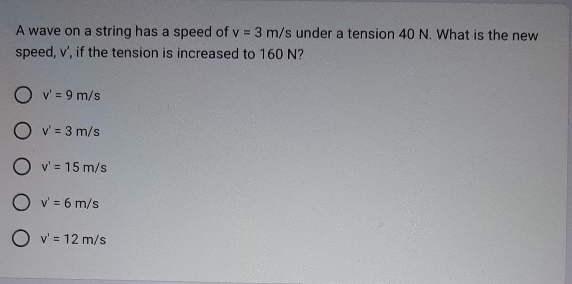 Solved A wave on a string has a speed of v=3 m/s under a | Chegg.com