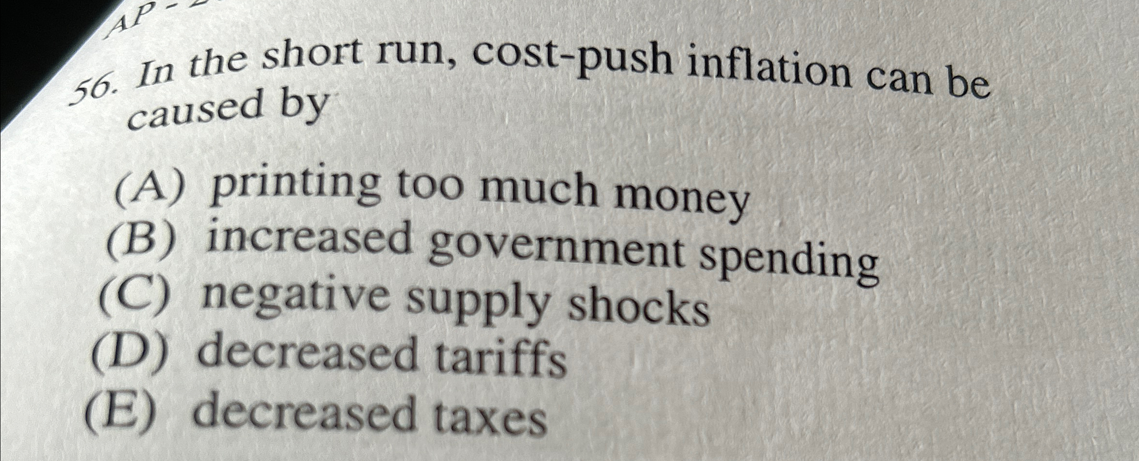 Solved In the short run, cost-push inflation can be caused | Chegg.com