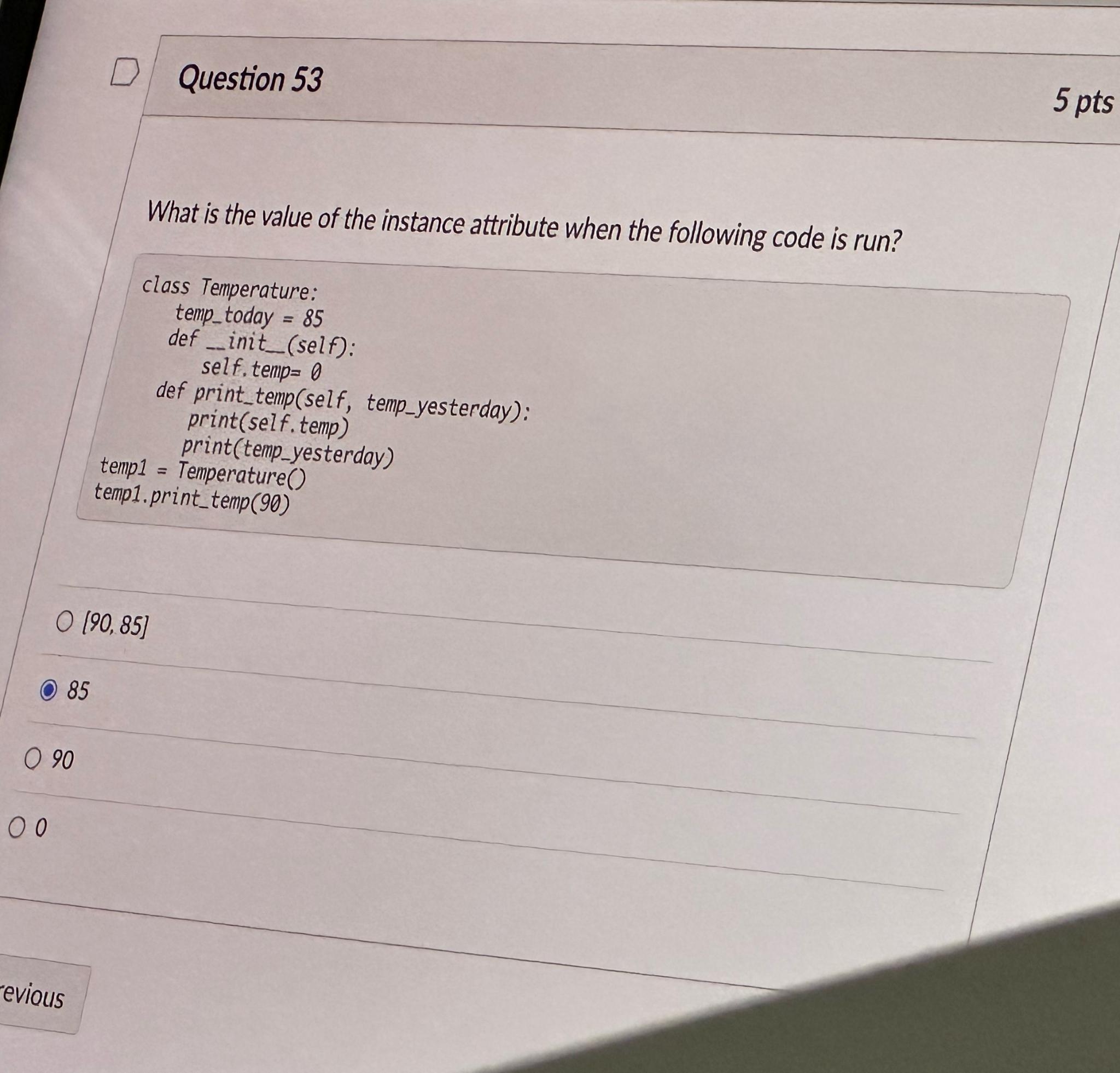 Solved Question 535ptsWhat is the value of the instance | Chegg.com