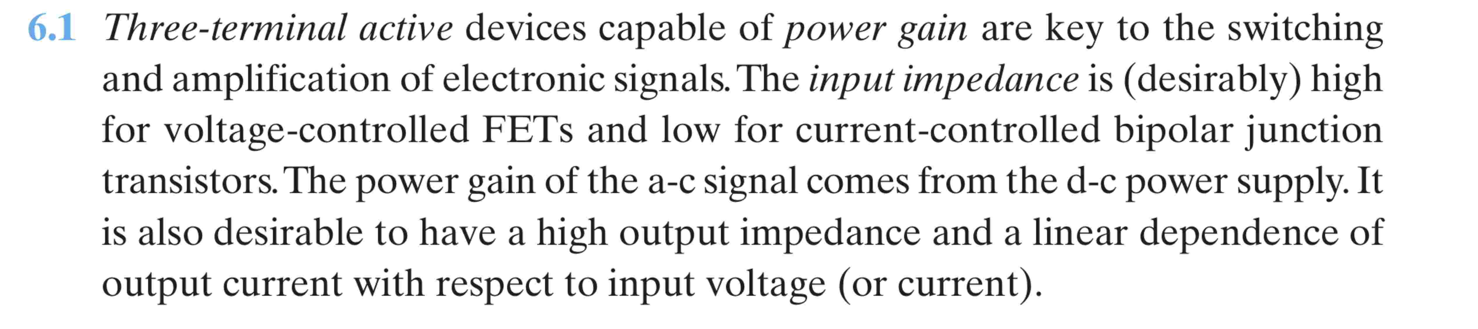 Solved 6.1 ﻿Three-terminal active devices capable of power | Chegg.com