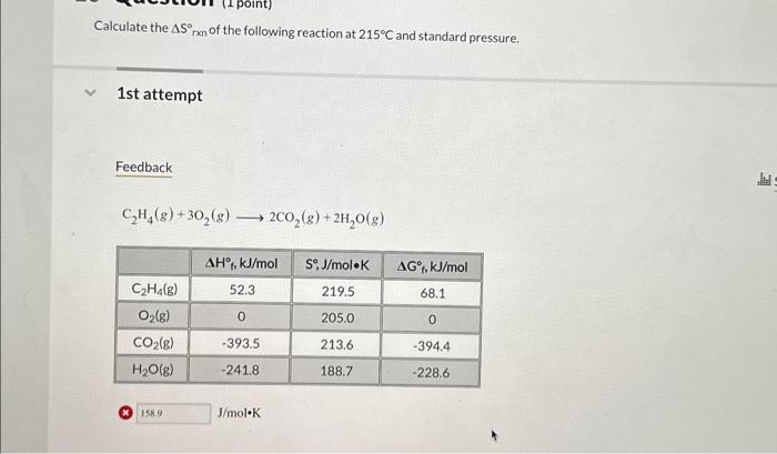 [Solved]: Calculate the S rxn of the following reaction at