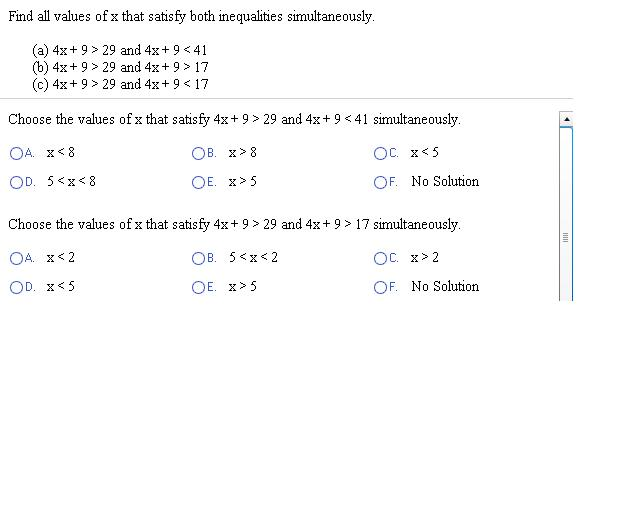 Solved Find all values of x that satisfy both inequalities | Chegg.com