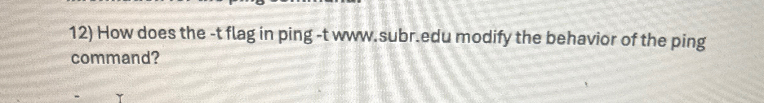 Solved How does the -t flag in ping -t www.subr.edu modify | Chegg.com