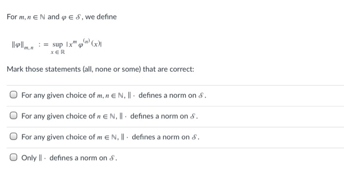 Solved For min eN and yes, we define (x) lll. : = sup Ix" | Chegg.com