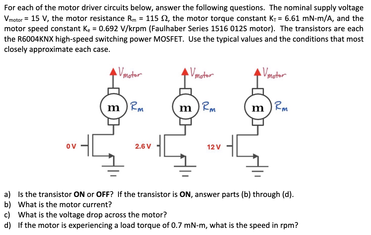 Solved For each of the motor driver circuits below, answer | Chegg.com