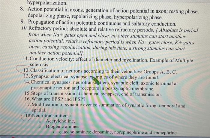 Solved hyperpolarization. 8. Action potential in axons. | Chegg.com