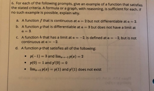 Solved For each of the following prompts, give an example of | Chegg.com
