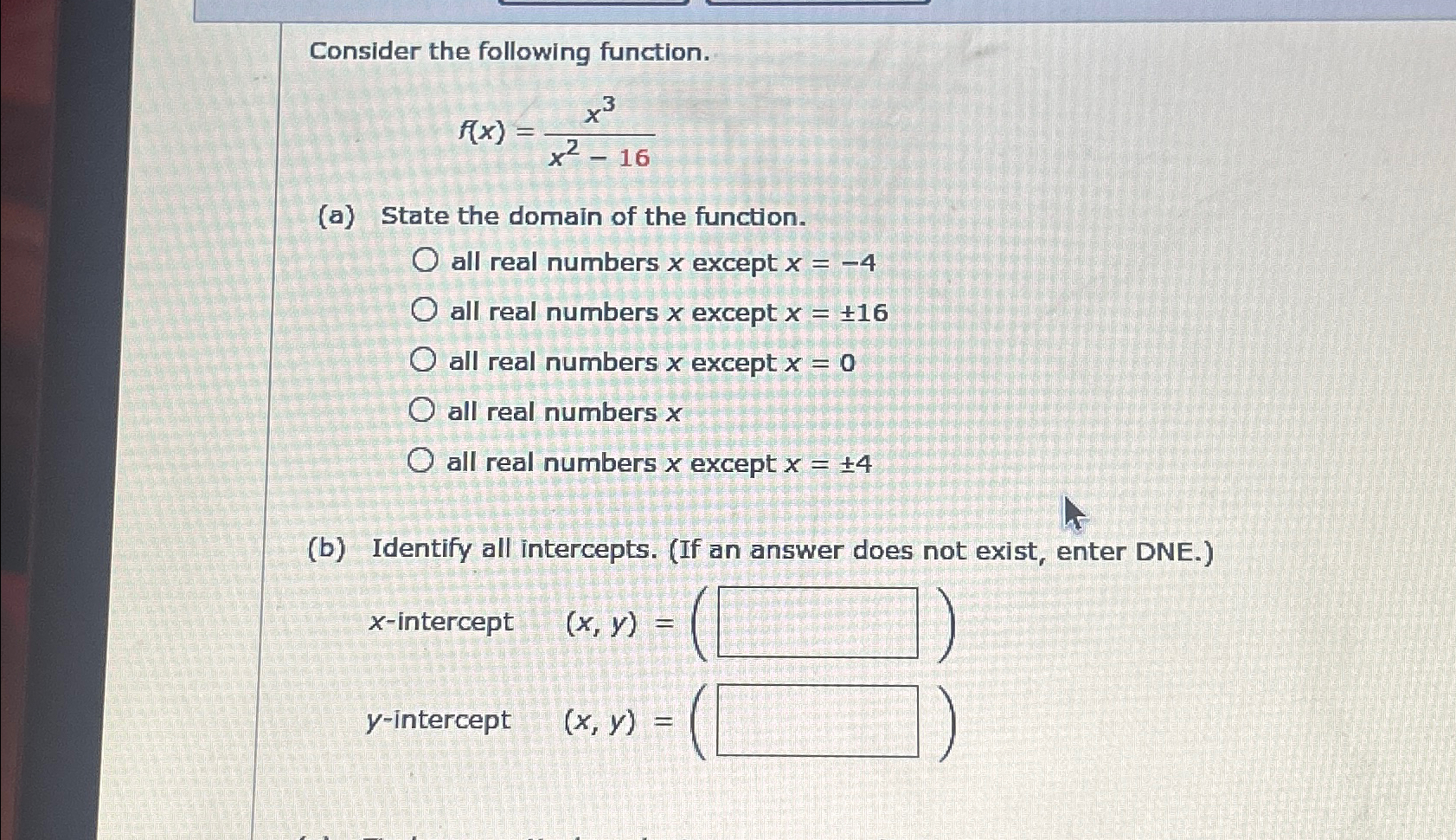 Solved Consider The Following Function F X X3x2 16 A